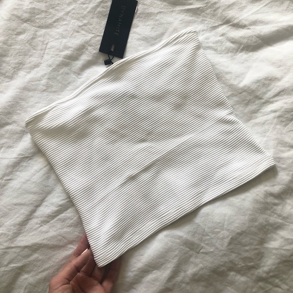 Dynamite | Tops | White Ribbed Tube Top Crop Bandeau | Poshmark